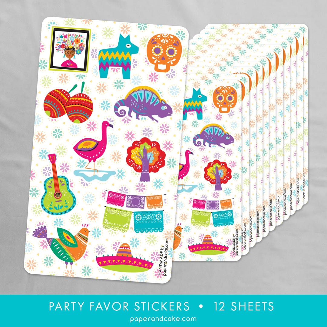 12 Fiesta Sticker Sheets | Party Favors | Birthday Stickers >> Shipped ...