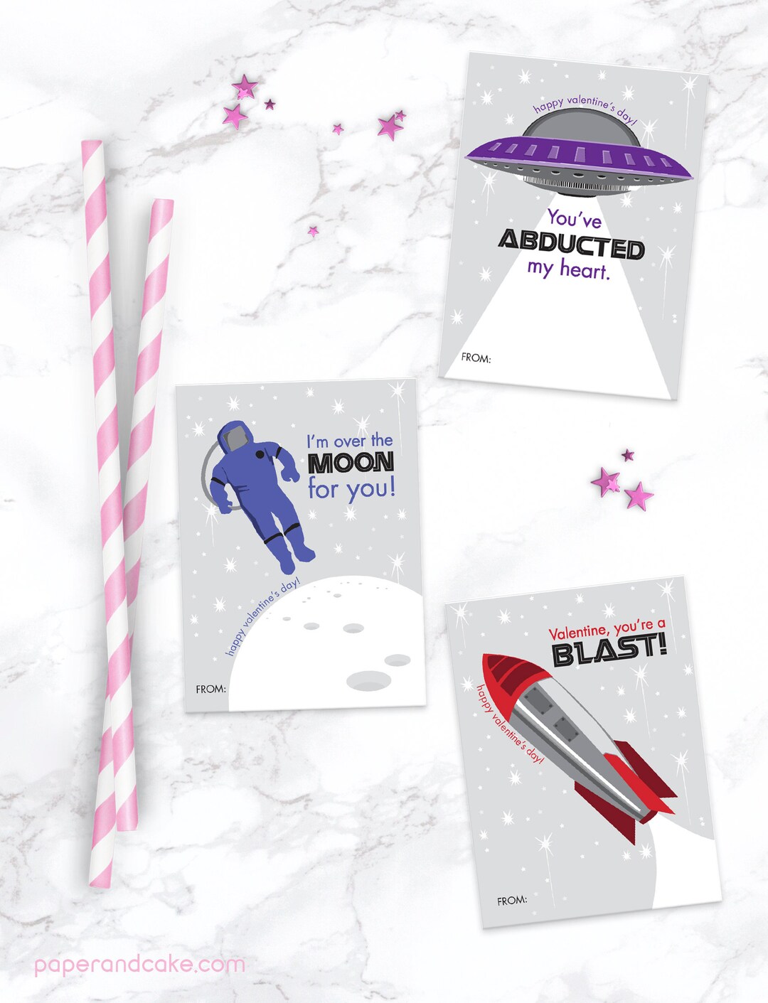 Space Valentines Cards for Kids Classroom PRINTABLE Valentine Hang Tags ...