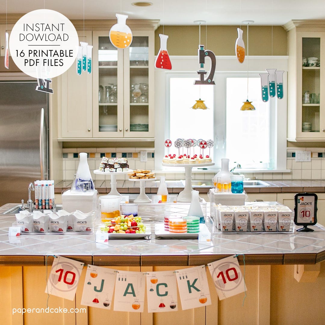 Science PRINTABLE Party Decorations, Chemistry Lab Birthday - EDITABLE ...