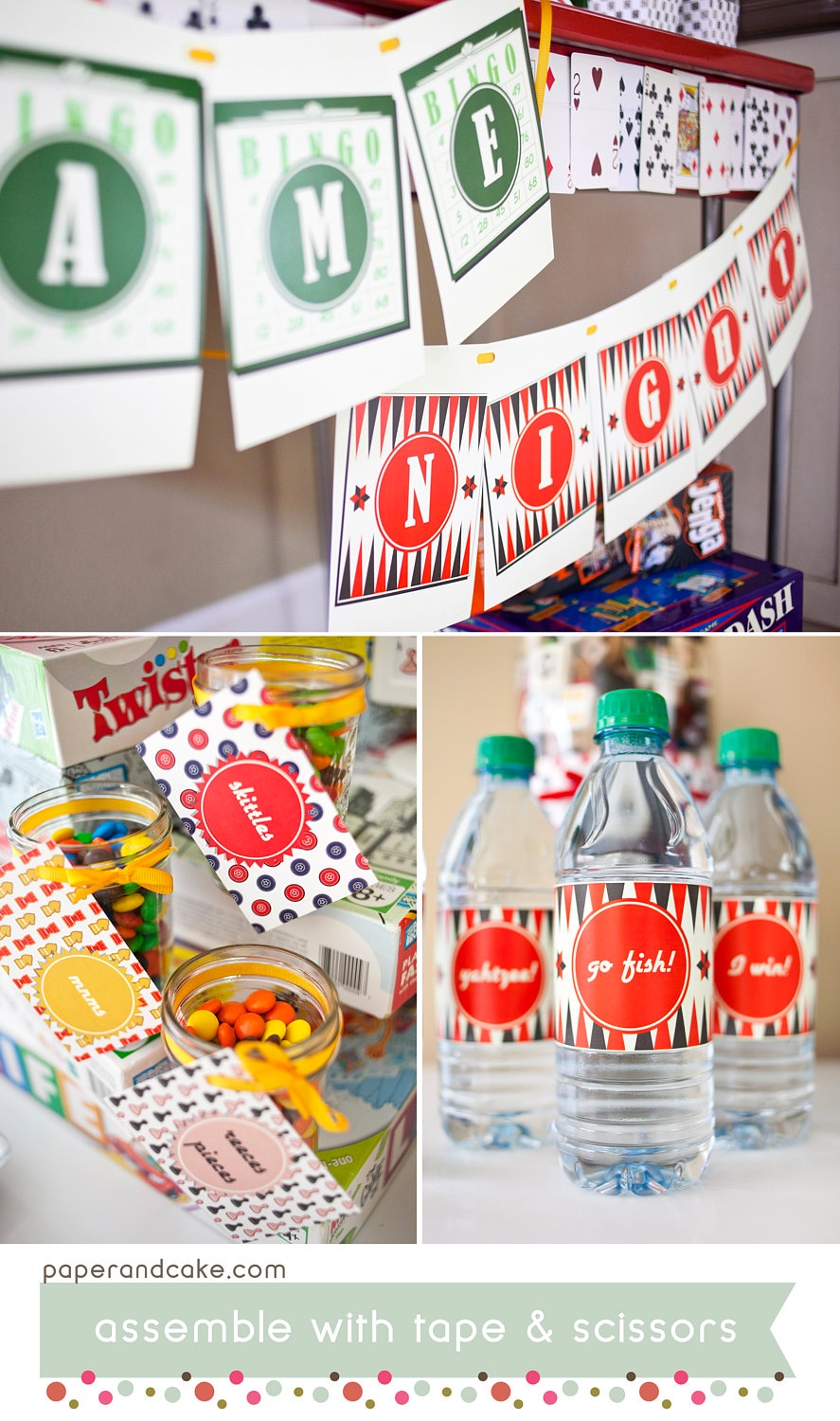 Family Game Night PRINTABLE Party Decorations, Board Games Birthday ...