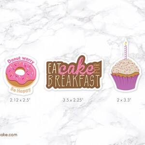 5 Sweets Stickers, Donut, Ice Cream, Cupcake Waterproof Sticker Pack of ...