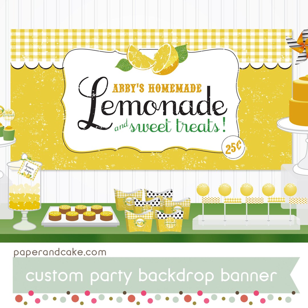 Lemonade BACKDROP Poster, Dessert Table Party Banner, Custom ...