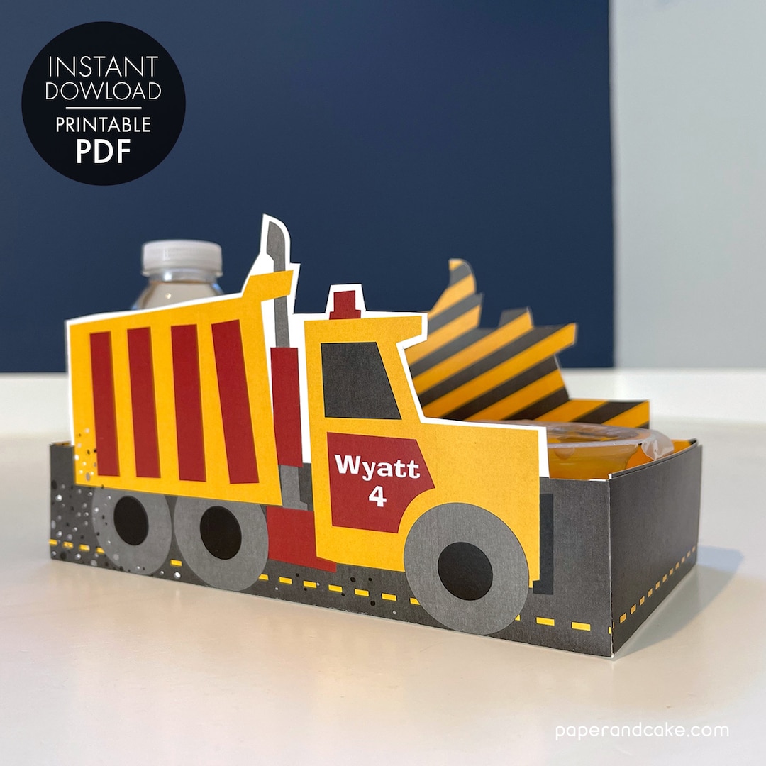 Dump Truck Printable LUNCH SNACK TRAY, Construction Party ...