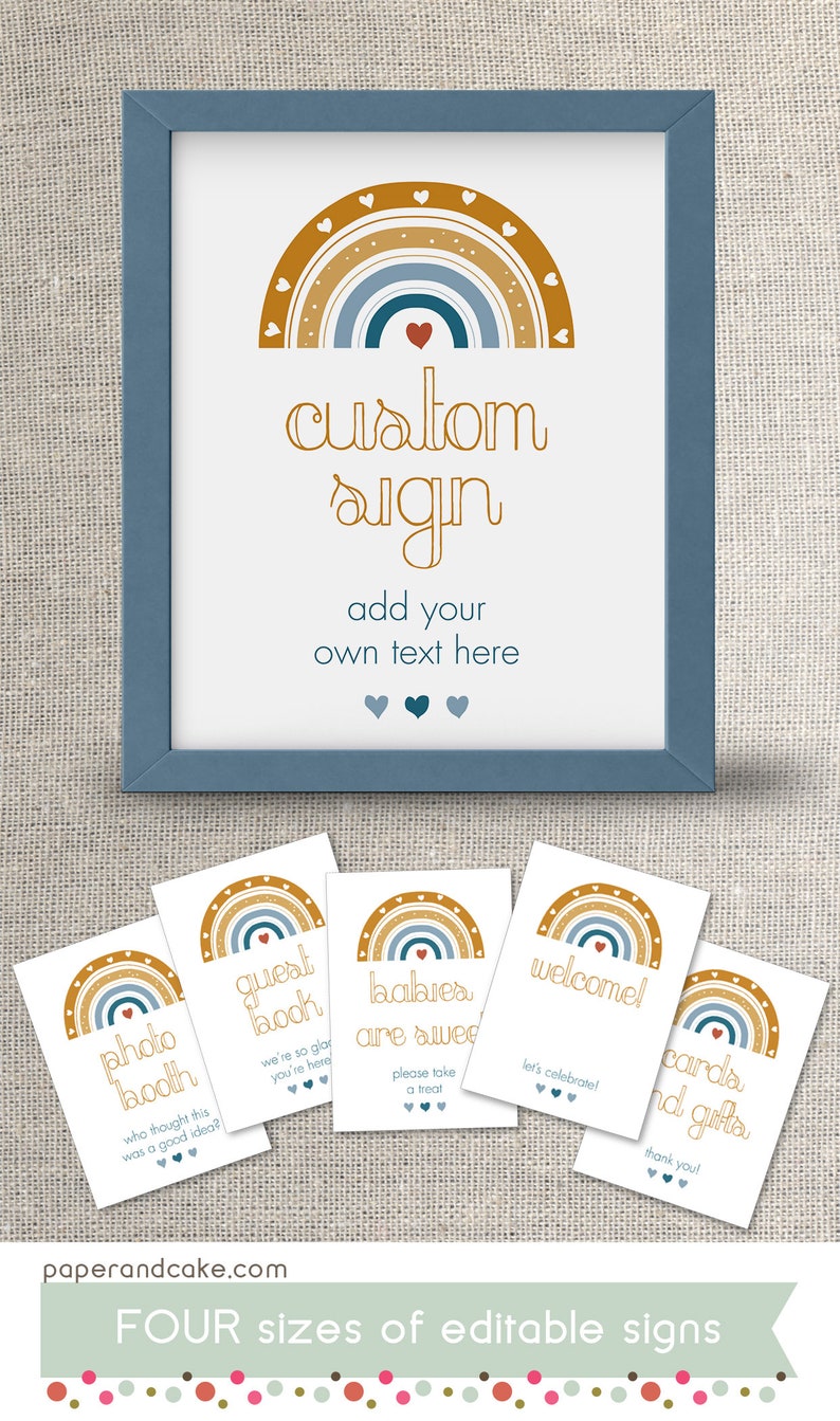 8 Boho Rainbow Party Signs PRINTABLE Bundle EDITABLE Text - Etsy