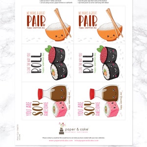 Sushi Valentines Cards for Kids Classroom PRINTABLE Valentine Hang Tags ...