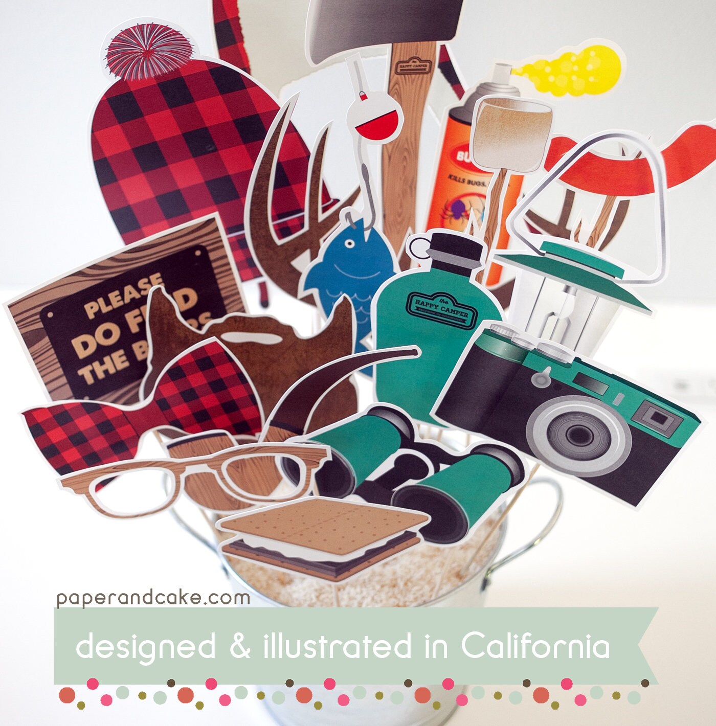 Camping Photo Booth Props Package of 18 Photo Props Pre-cut | Etsy