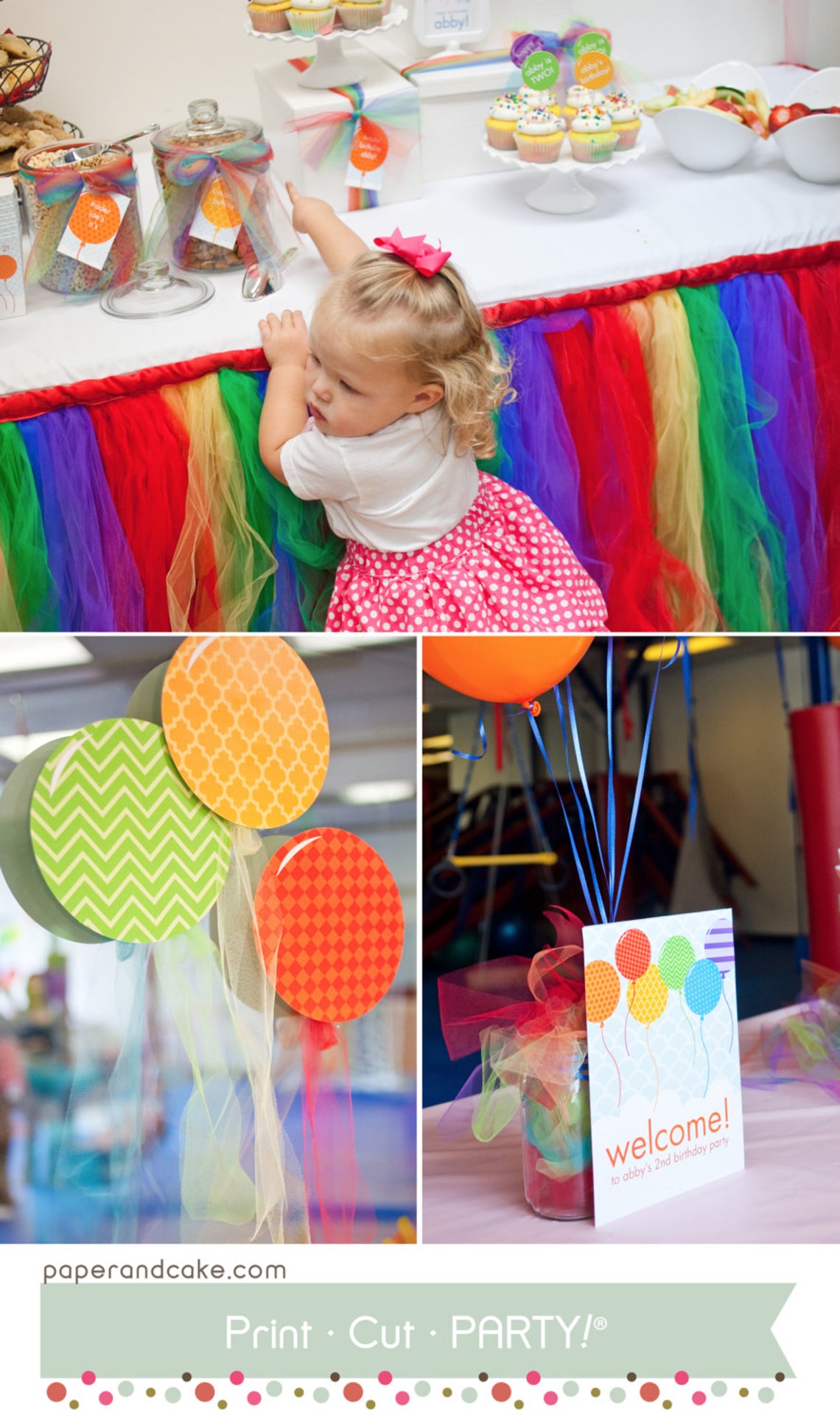 Balloon Rainbow Birthday PRINTABLE Party Decorations - EDITABLE TEXT ...