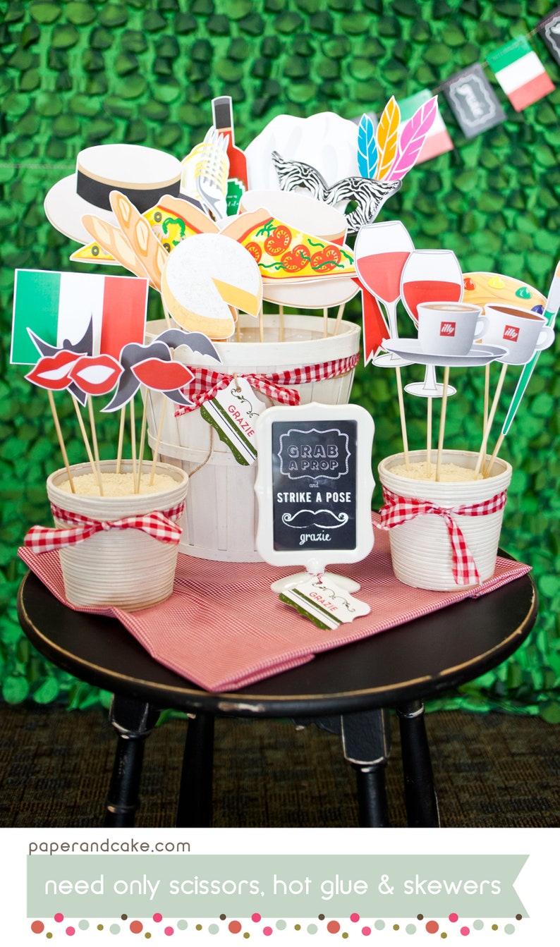 22 Italian PRINTABLE Photo Booth Props, Pasta, Espresso, Wine ...