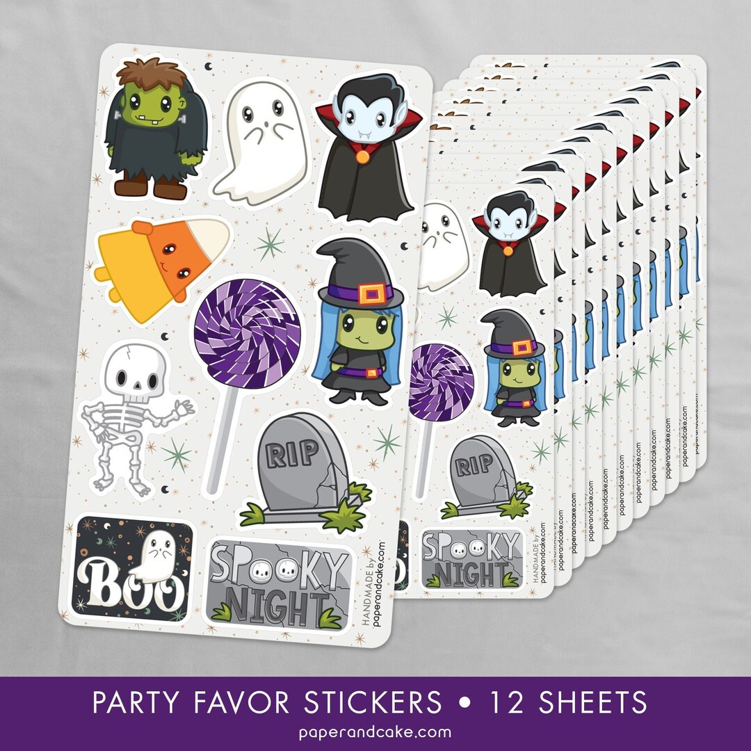 12 Kawaii Halloween Sticker Sheets | Kids Halloween Party Favors | Cute ...