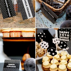 Black and White PRINTABLE Party Decorations - EDITABLE TEXT >> Instant ...