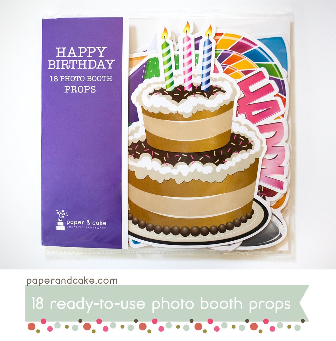 Happy Birthday Photo Booth Props | Package of 18 Photo Props Pre-cut ...