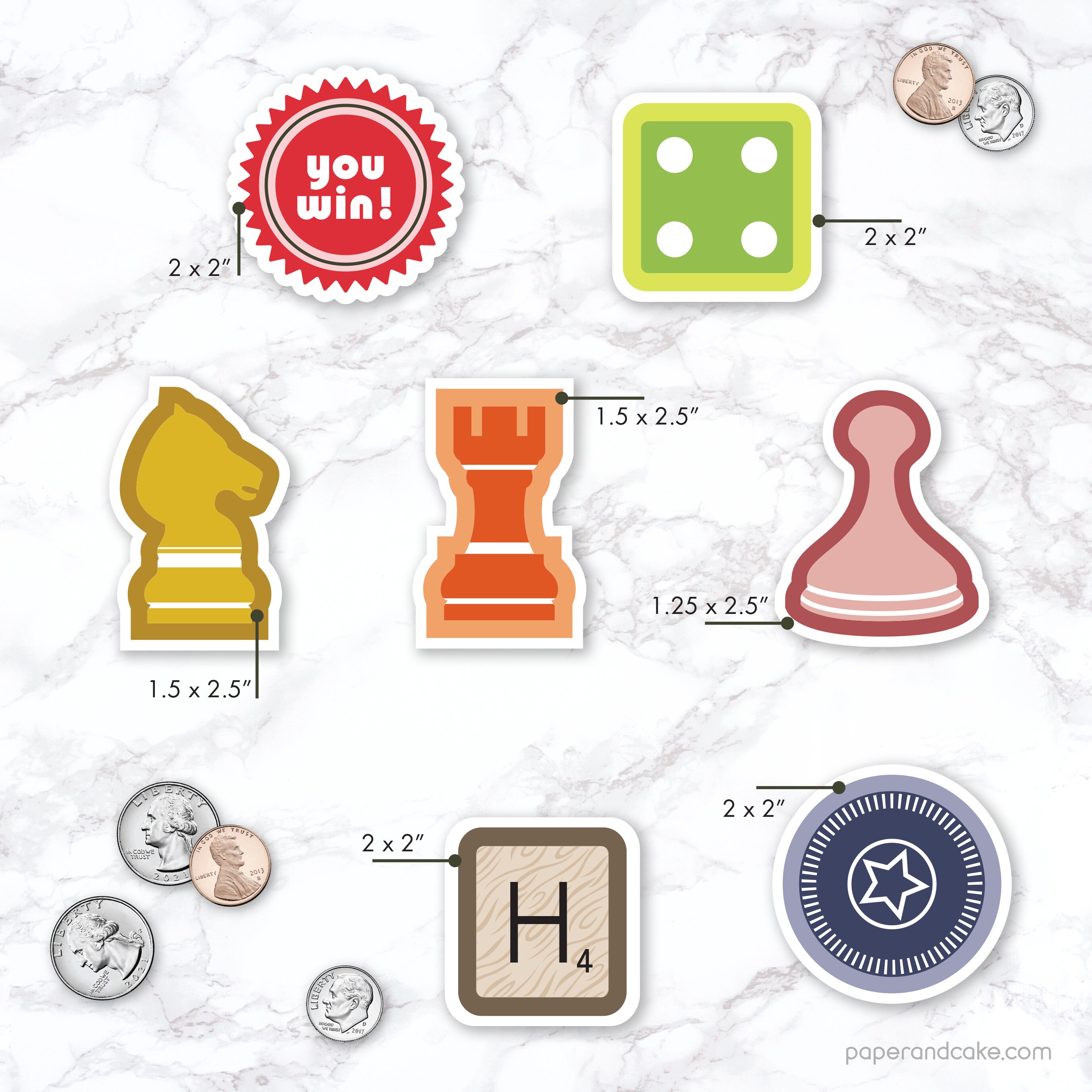12 Family Game Night Cupcake Toppers, Board Game Birthday Treat Picks ...