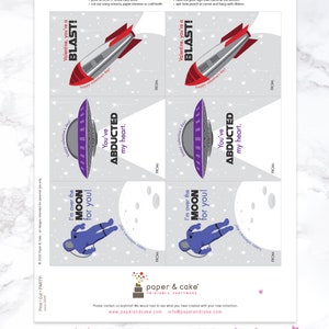 Space Valentines Cards for Kids Classroom PRINTABLE Valentine Hang Tags ...