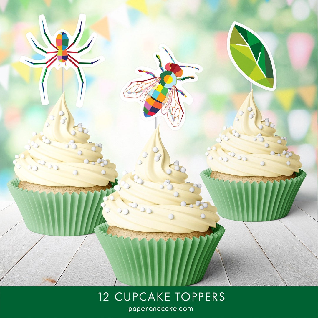 12 Bugs Cupcake Toppers, Insect Birthday Treat Picks >> Shipped to You ...