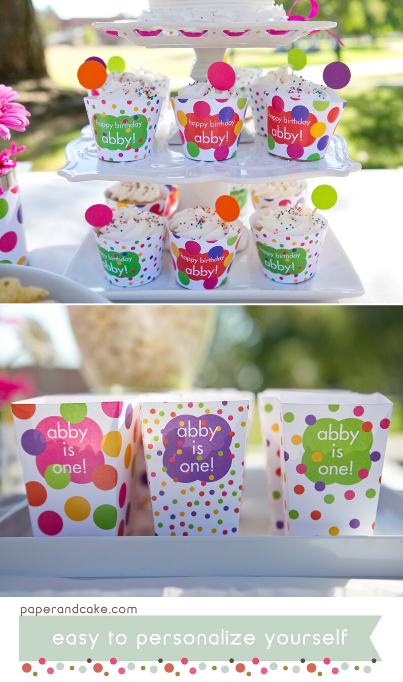 Rainbow Polka Dot PRINTABLE Party Decorations Colorful - Etsy