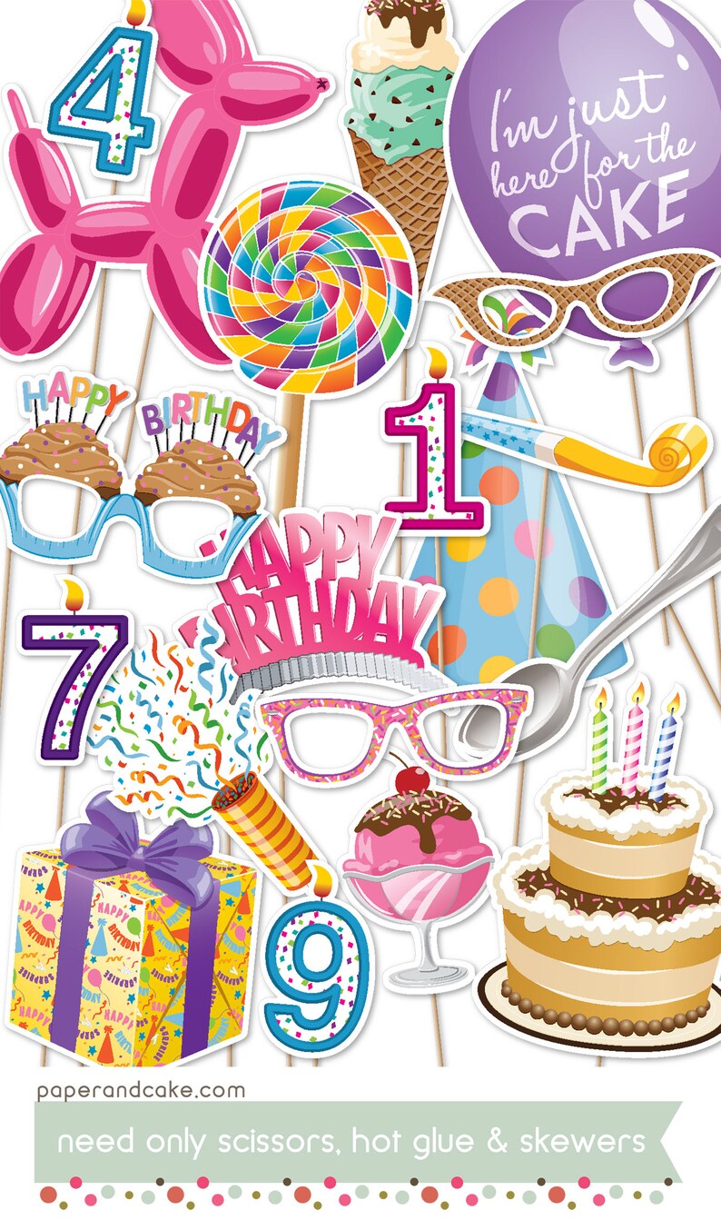 28 Happy Birthday PRINTABLE Photo Booth Props, Centerpieces Cake ...