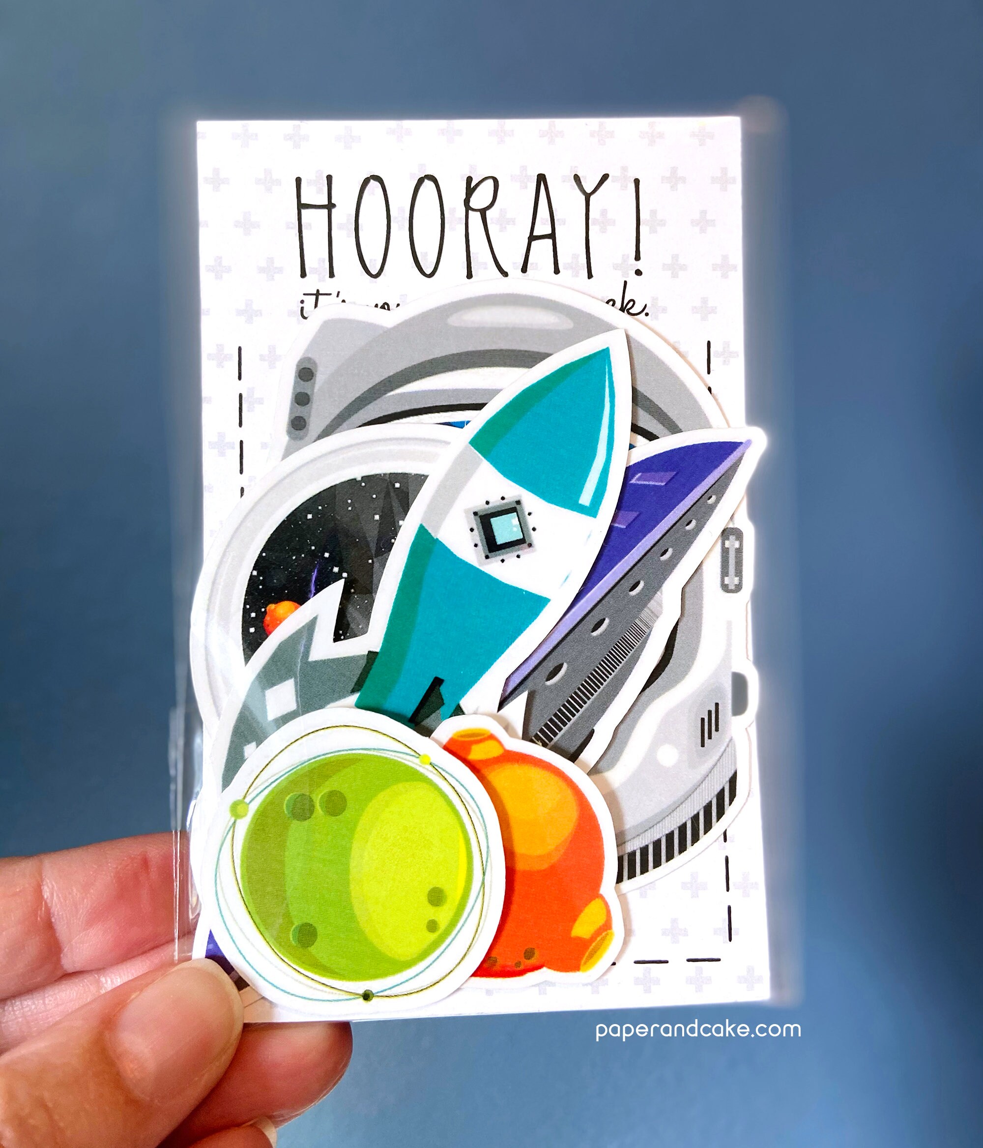 5 Space Stickers, Rocket Ship, Astronaut, Planets Waterproof Sticker ...