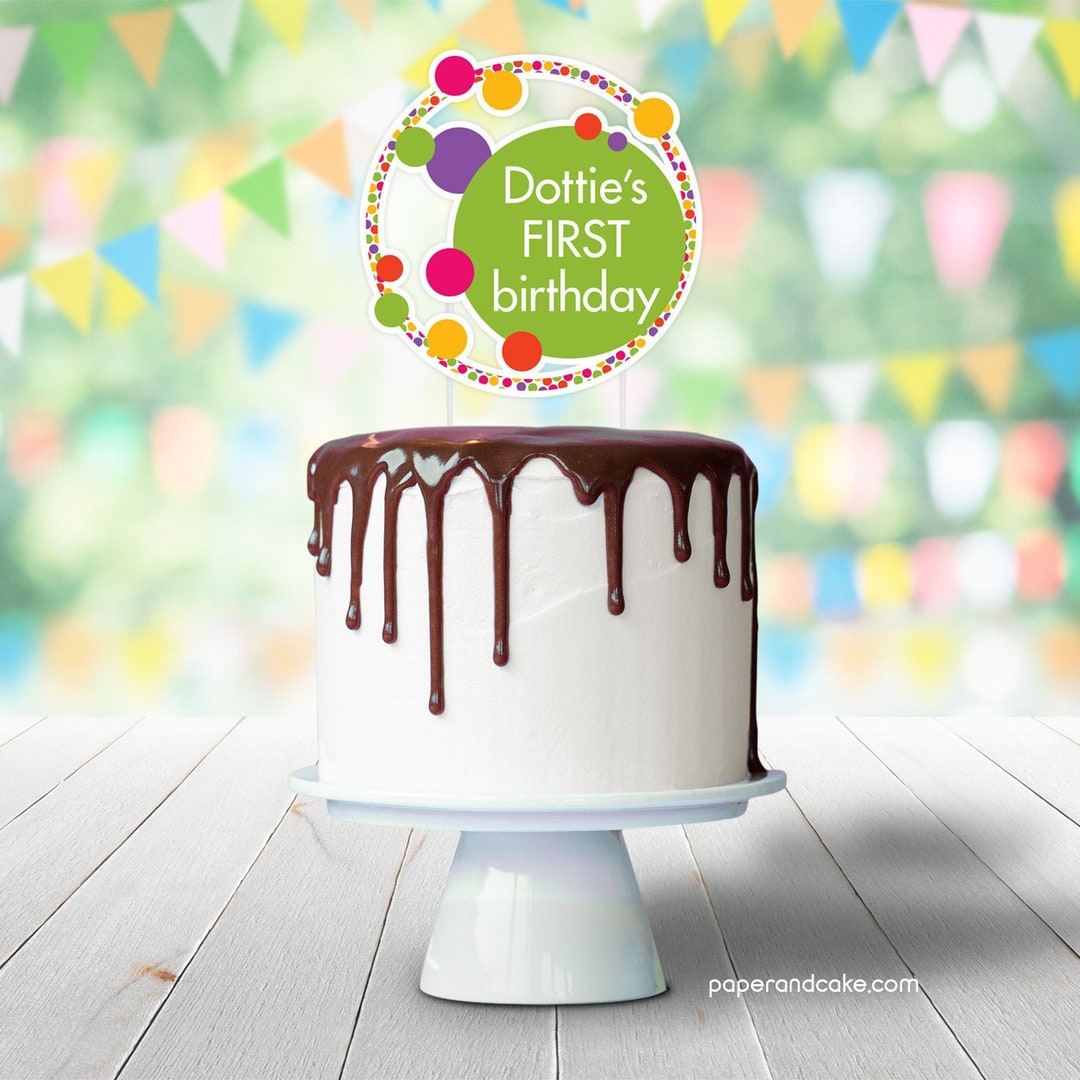 Polka Dot Cake Topper, Colorful Dots Birthday Treat Pick >> Shipped to ...