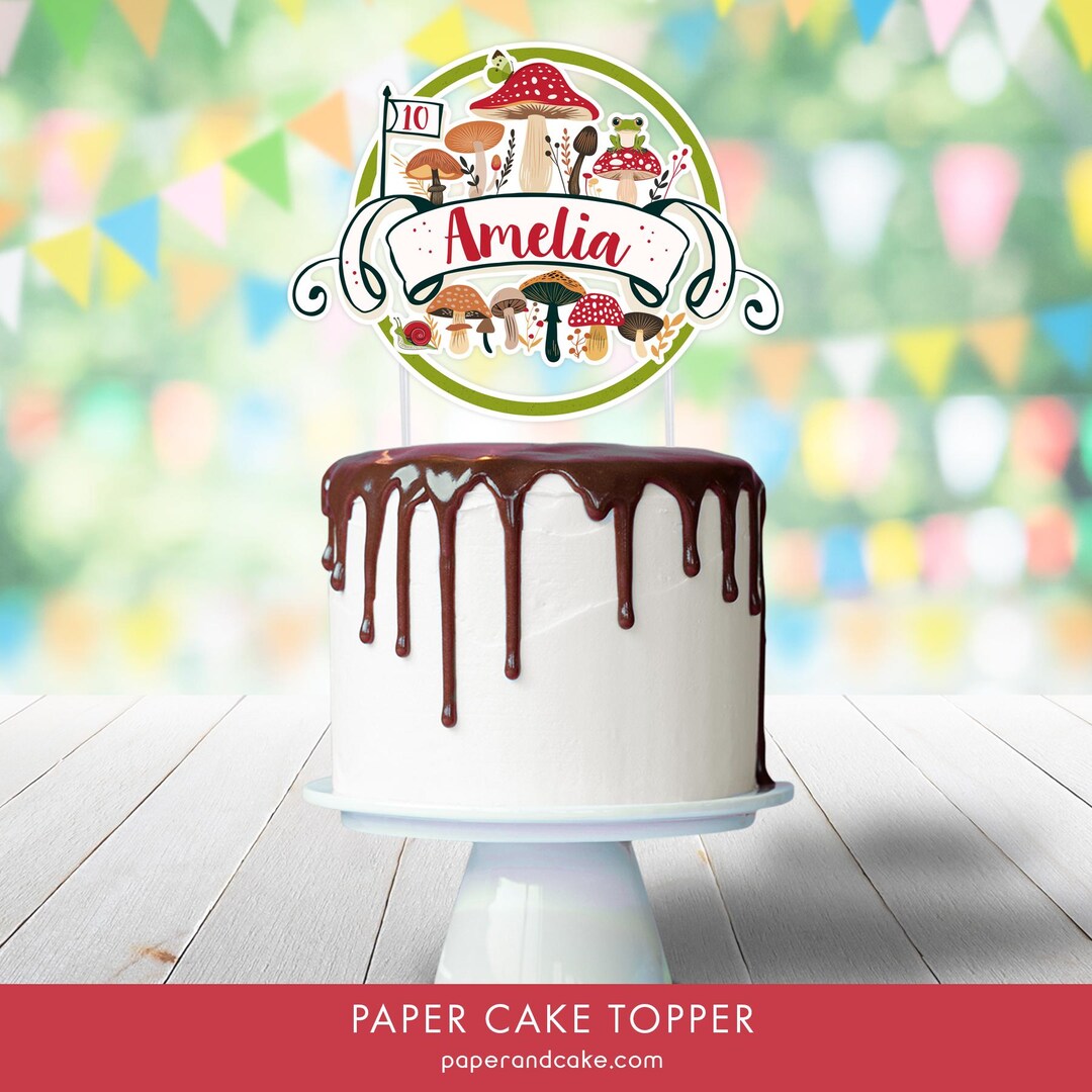 Mushroom Forest Cake Topper, Enchanted Fungi, Birthday Party Treat Pick ...