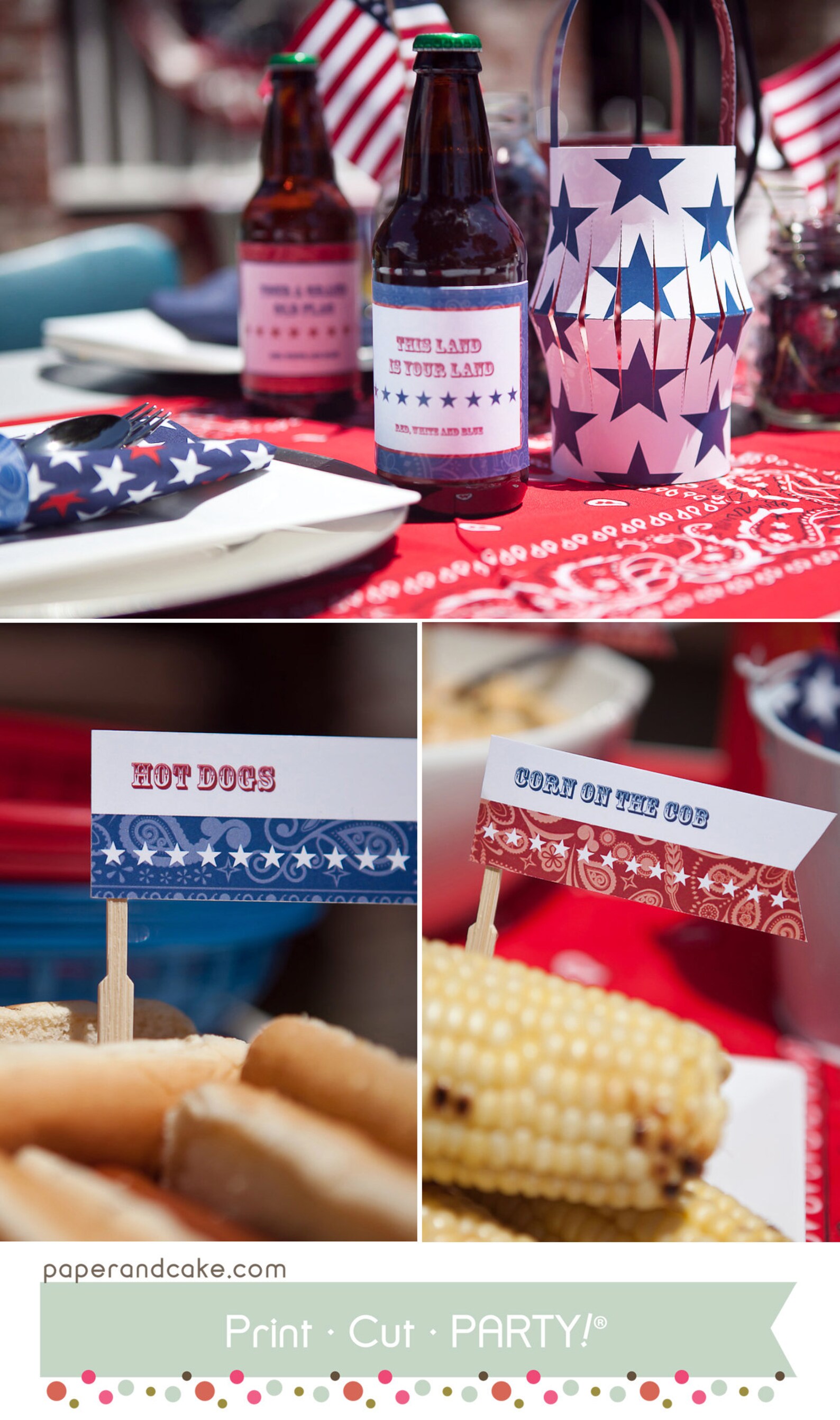 Red White & Blue Patriotic PRINTABLE Party Collection You - Etsy