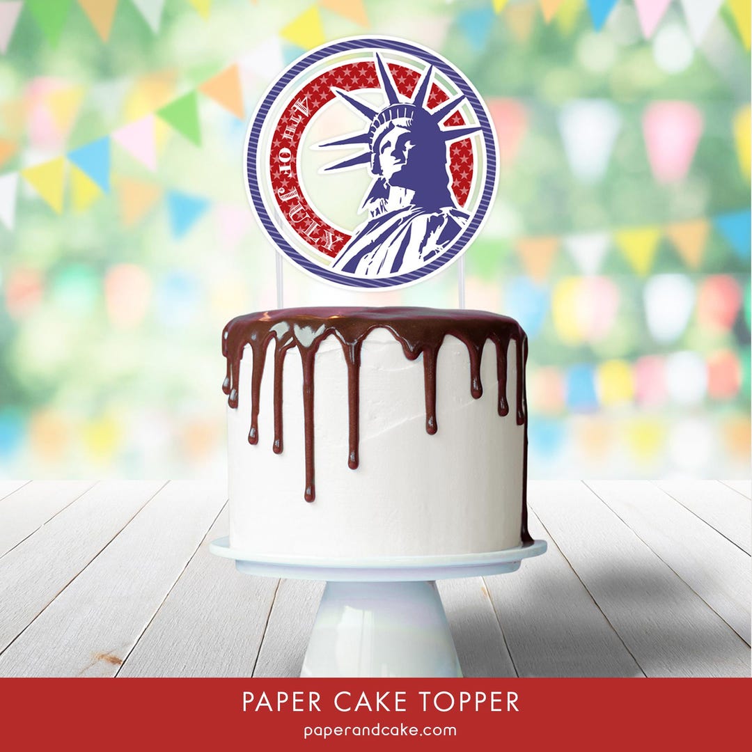 Fourth of July Cake Topper, Statue of Liberty, Patriotic Pie Treat Pick ...