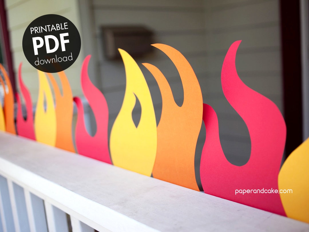 Fire Birthday Party PRINTABLE Flame TEMPLATES, Diy Cutouts for ...