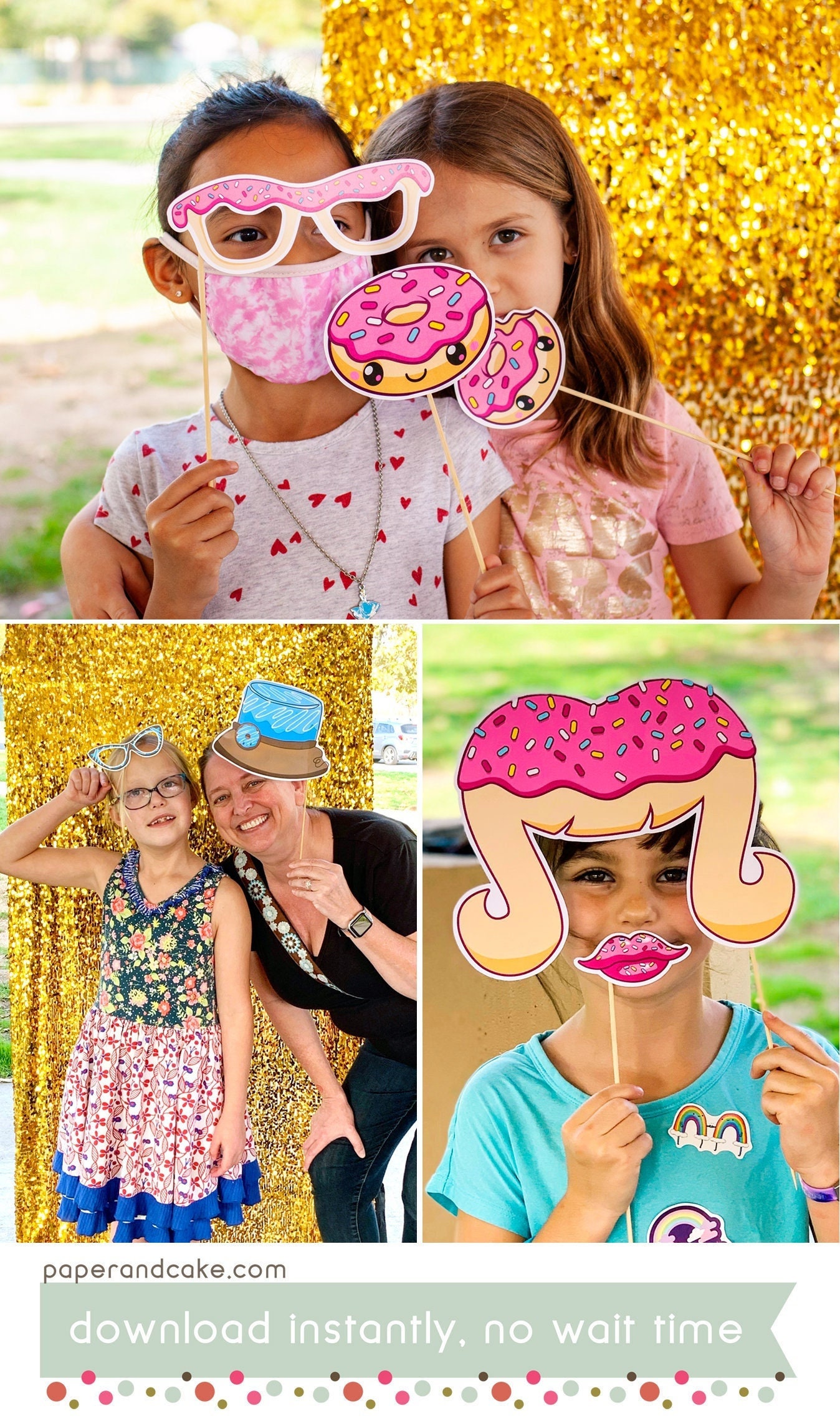 17 Kawaii Donut PRINTABLE Photo Booth Props, Cute Sweet Centerpieces ...