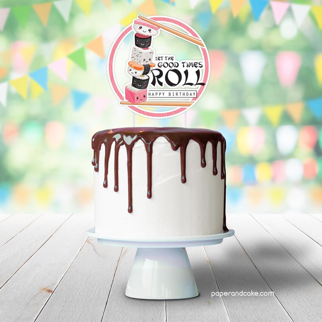 Sushi Cake Topper, Cute Kawaii I Love Sushi Birthday Treat Pick Shipped ...