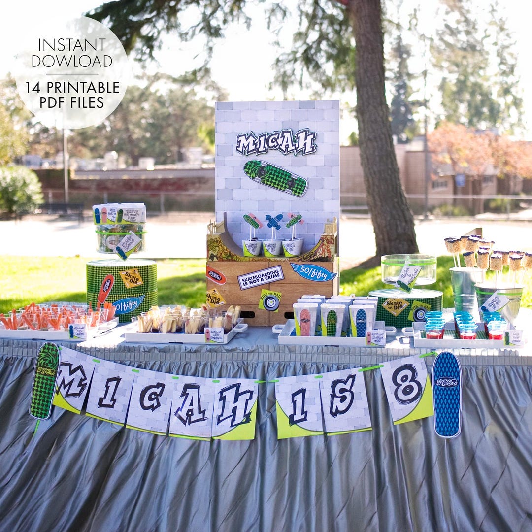 Skateboard PRINTABLE Party | Skater Birthday Decorations - You ...
