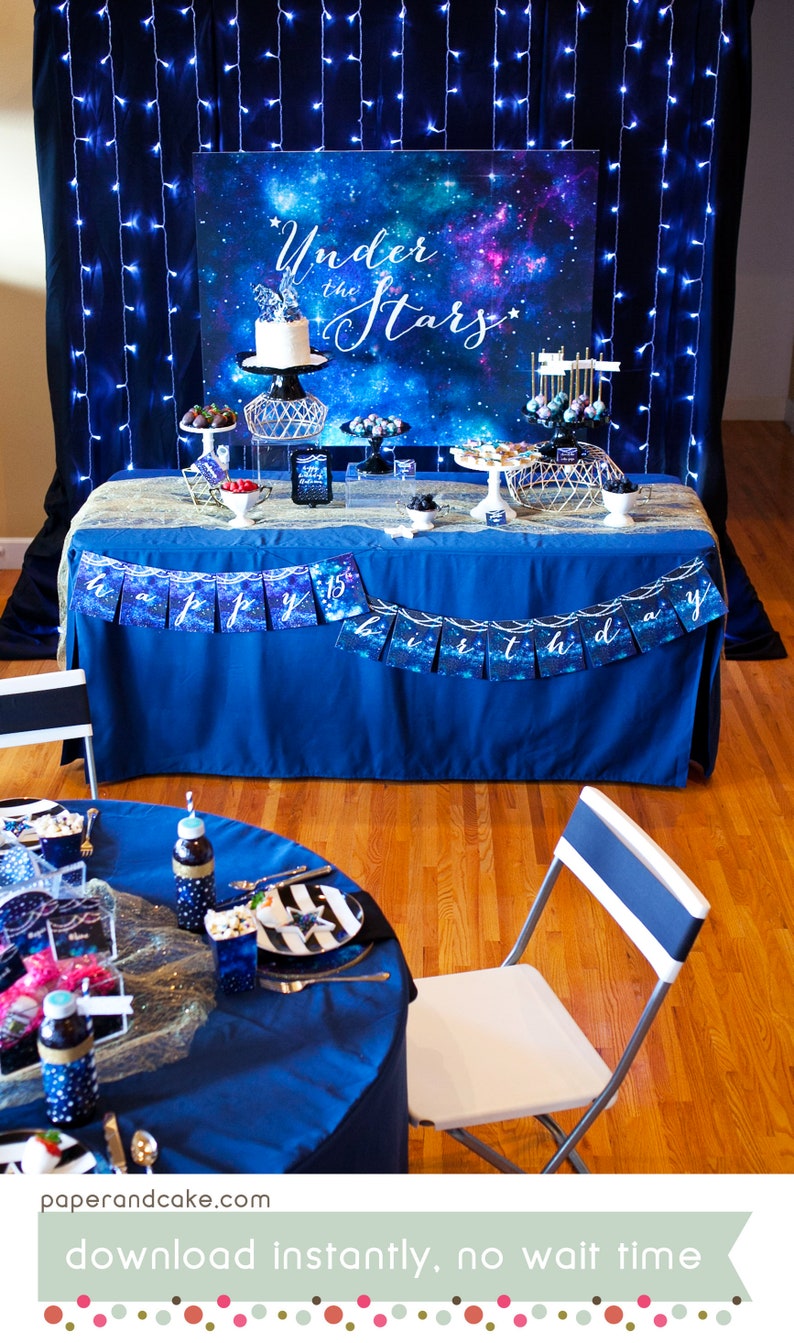 Under the Stars PRINTABLE Party Decorations Galaxy Birthday | Etsy