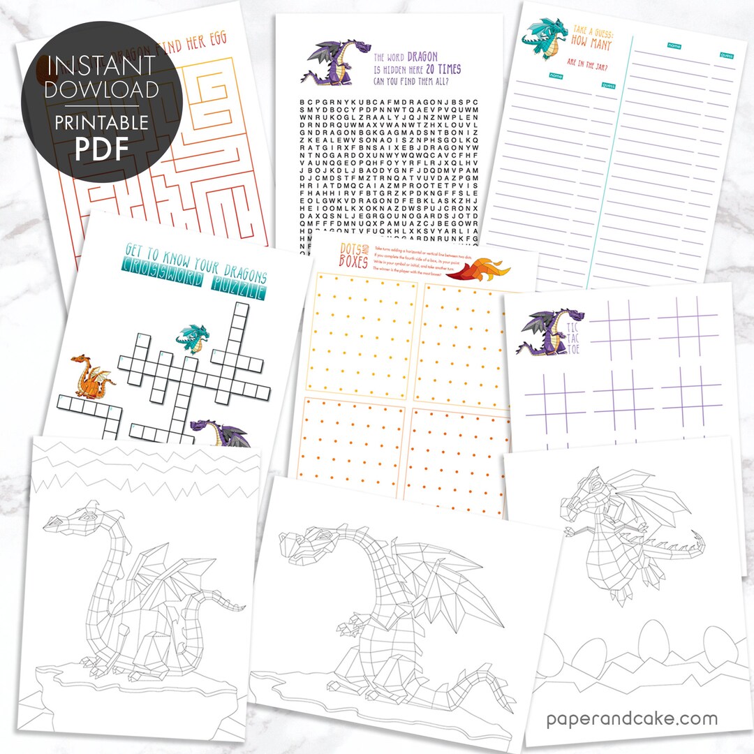 10 Dragons Party Games PRINTABLE Activities Bundle - EDITABLE TEXT ...