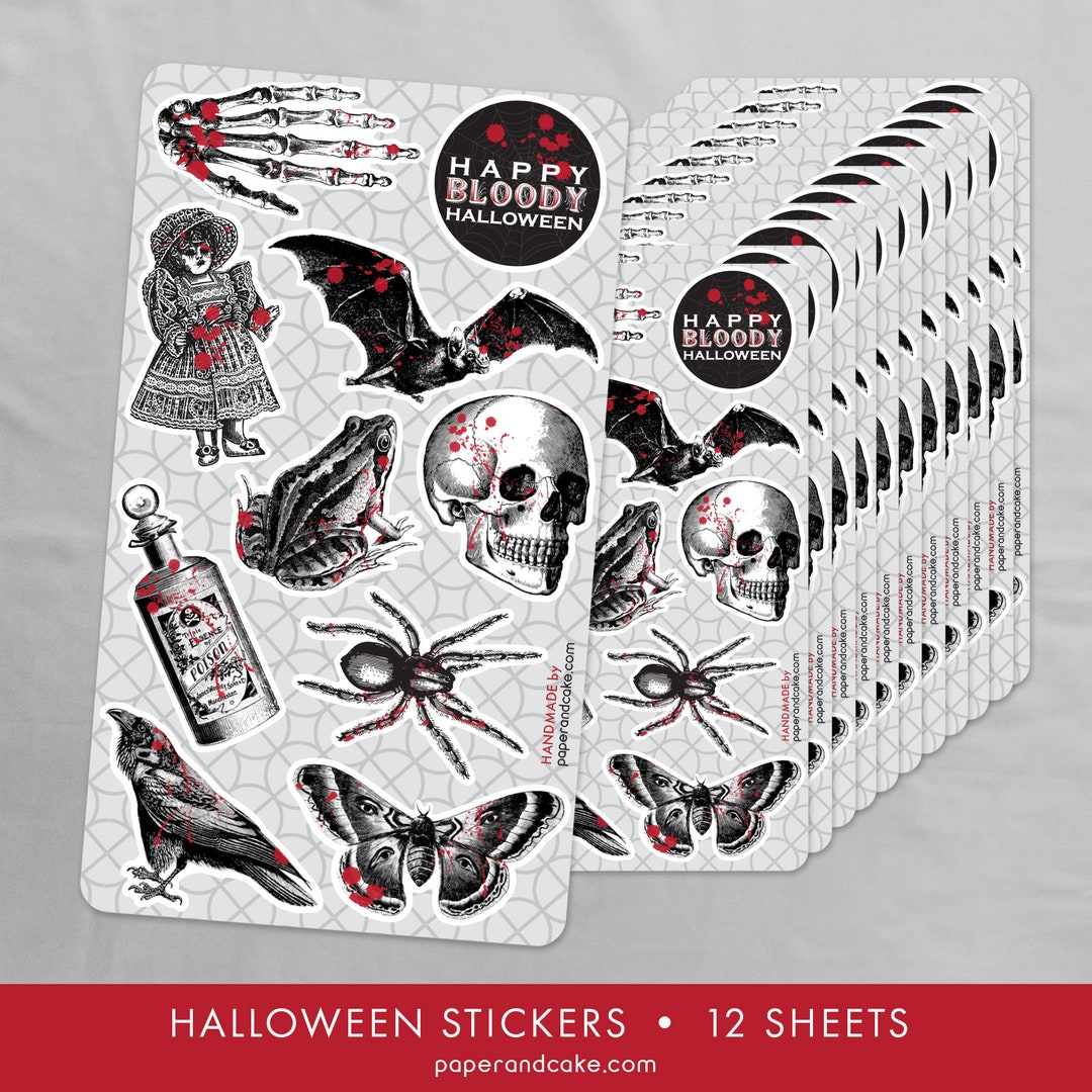 12 Bloody Halloween Sticker Sheets | Halloween Party Favors >> Shipped ...