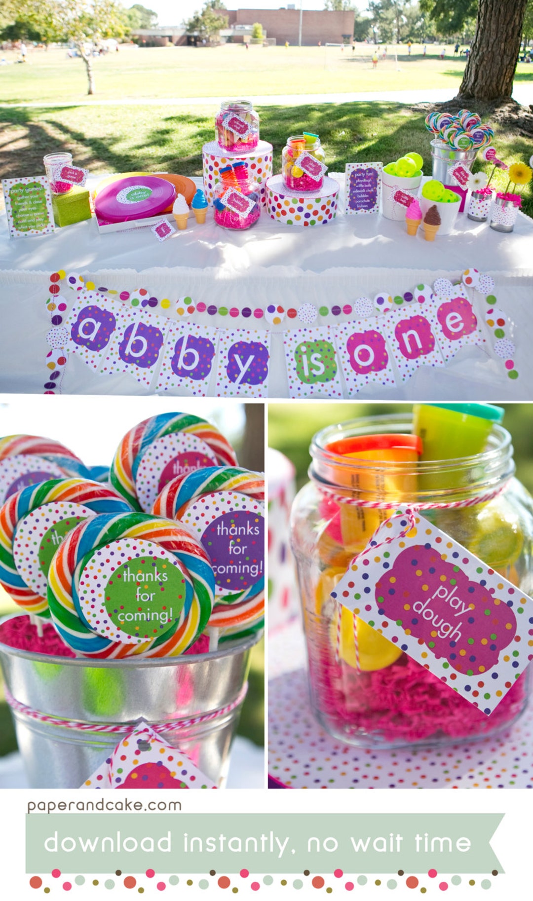 Rainbow Polka Dot PRINTABLE Party Decorations Colorful Confetti Dots ...