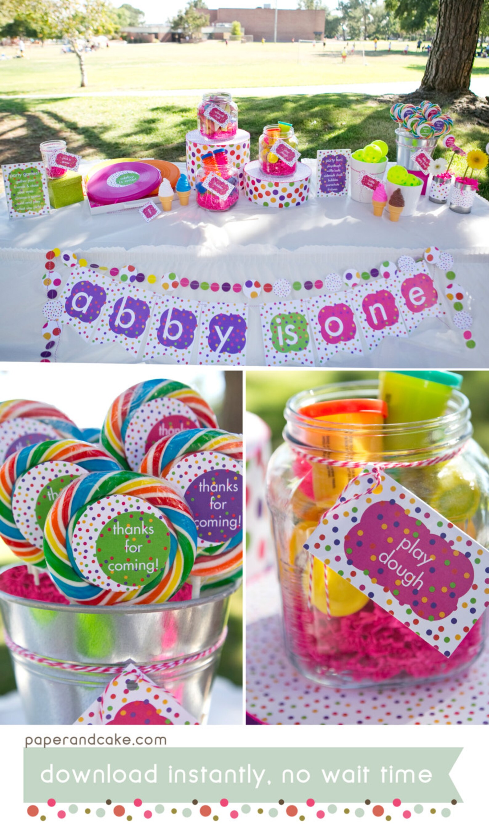 Rainbow Polka Dot PRINTABLE Party Decorations Colorful - Etsy