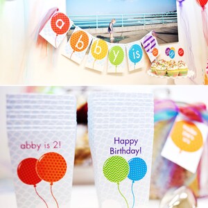 Balloon Rainbow Birthday PRINTABLE Party Decorations - EDITABLE TEXT ...