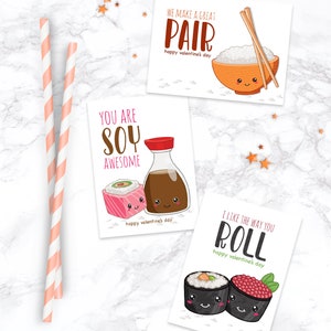Sushi Valentines Cards for Kids Classroom PRINTABLE Valentine Hang Tags ...