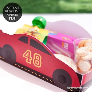 Red Race Car Printable LUNCH SNACK TRAY - Editable Number >> Instant ...