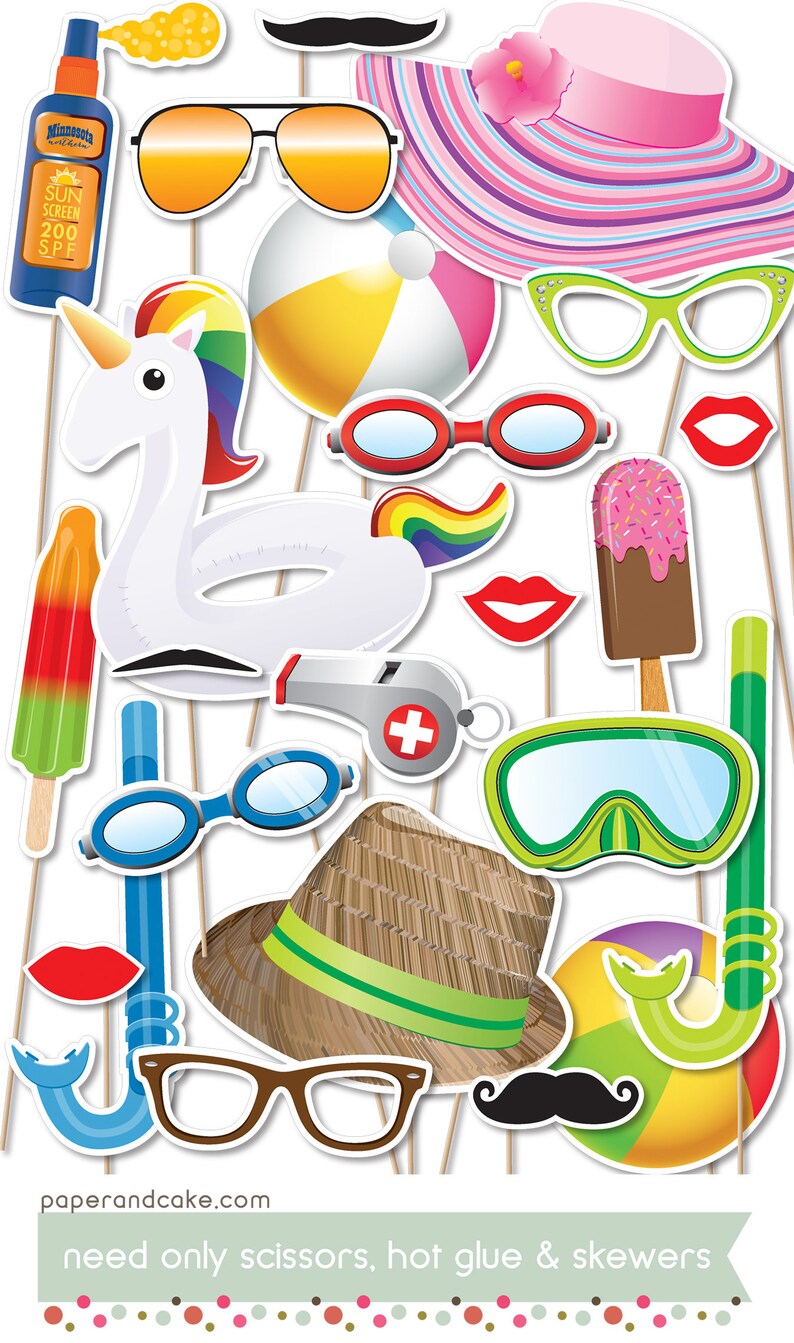 20 Pool Photo Booth Summer Swim Party Printable PHOTO BOOTH | Etsy