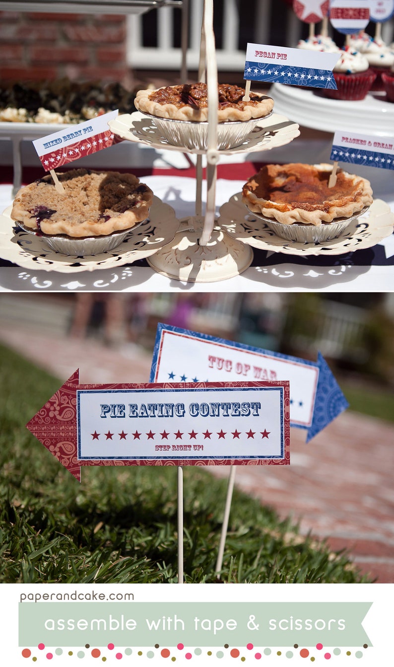 Red White & Blue Patriotic PRINTABLE Party Collection You - Etsy