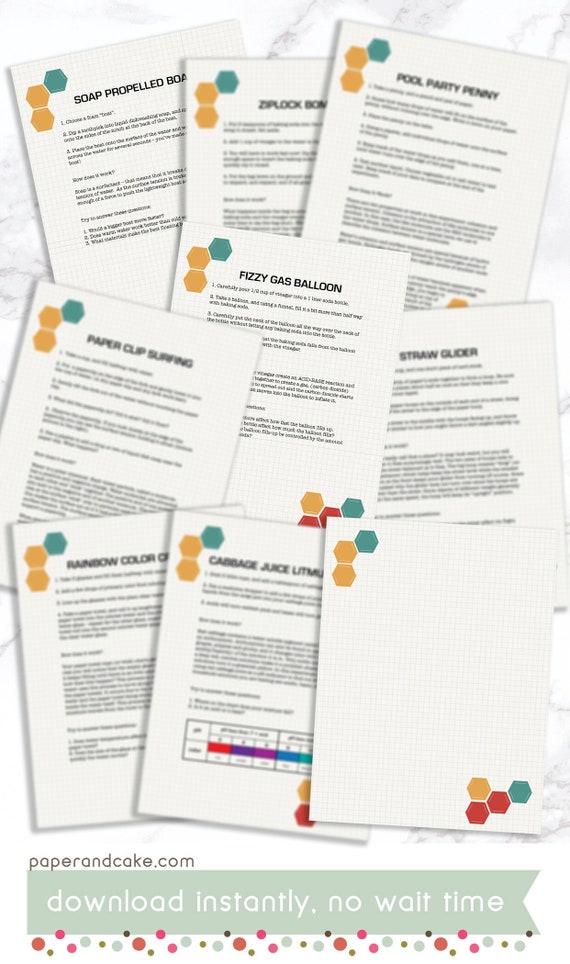 Science PRINTABLE Experiments, Detailed Instructions and Signage ...