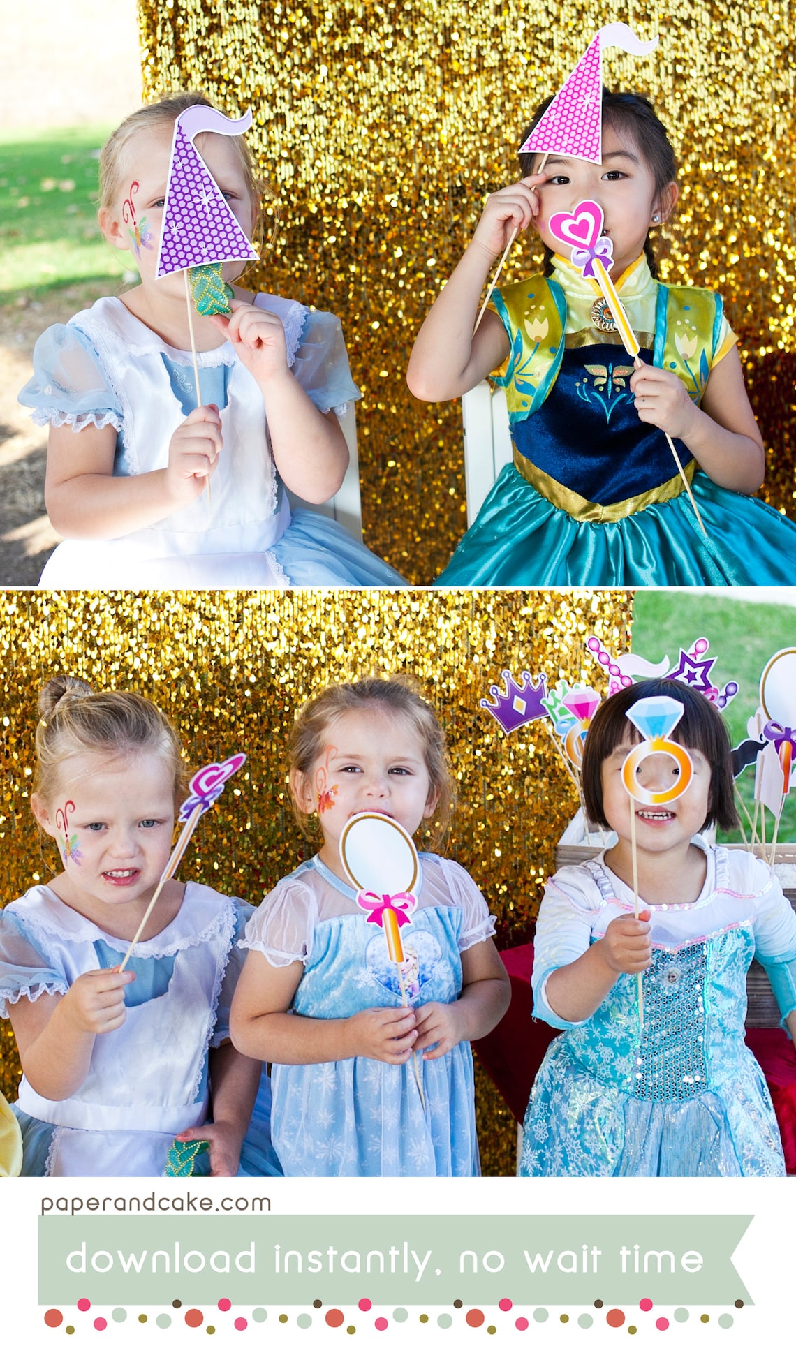 24 Princess Printable PHOTO BOOTH PROPS Tiaras Crowns Wands | Etsy