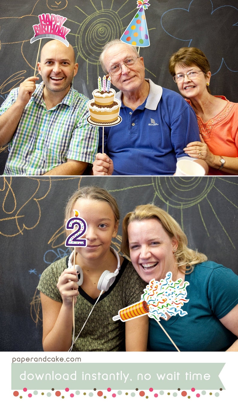 28 Happy Birthday PRINTABLE Photo Booth Props, Centerpieces Cake ...