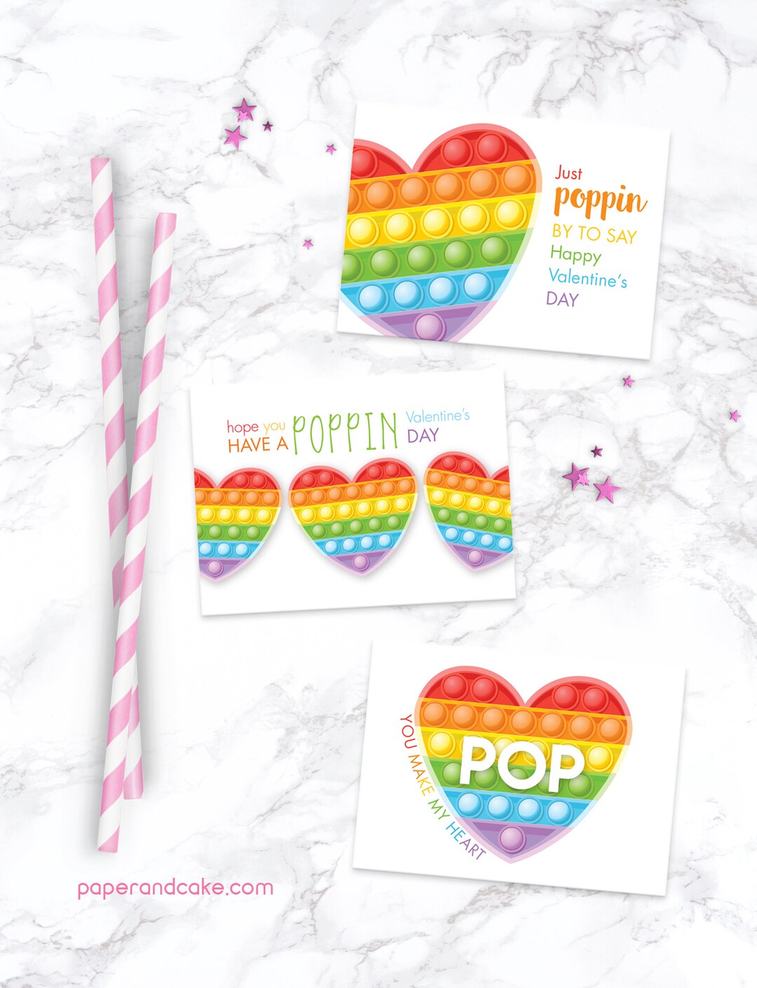 Pop Fidget Toy Valentines Cards for Kids Classroom PRINTABLE Valentine ...