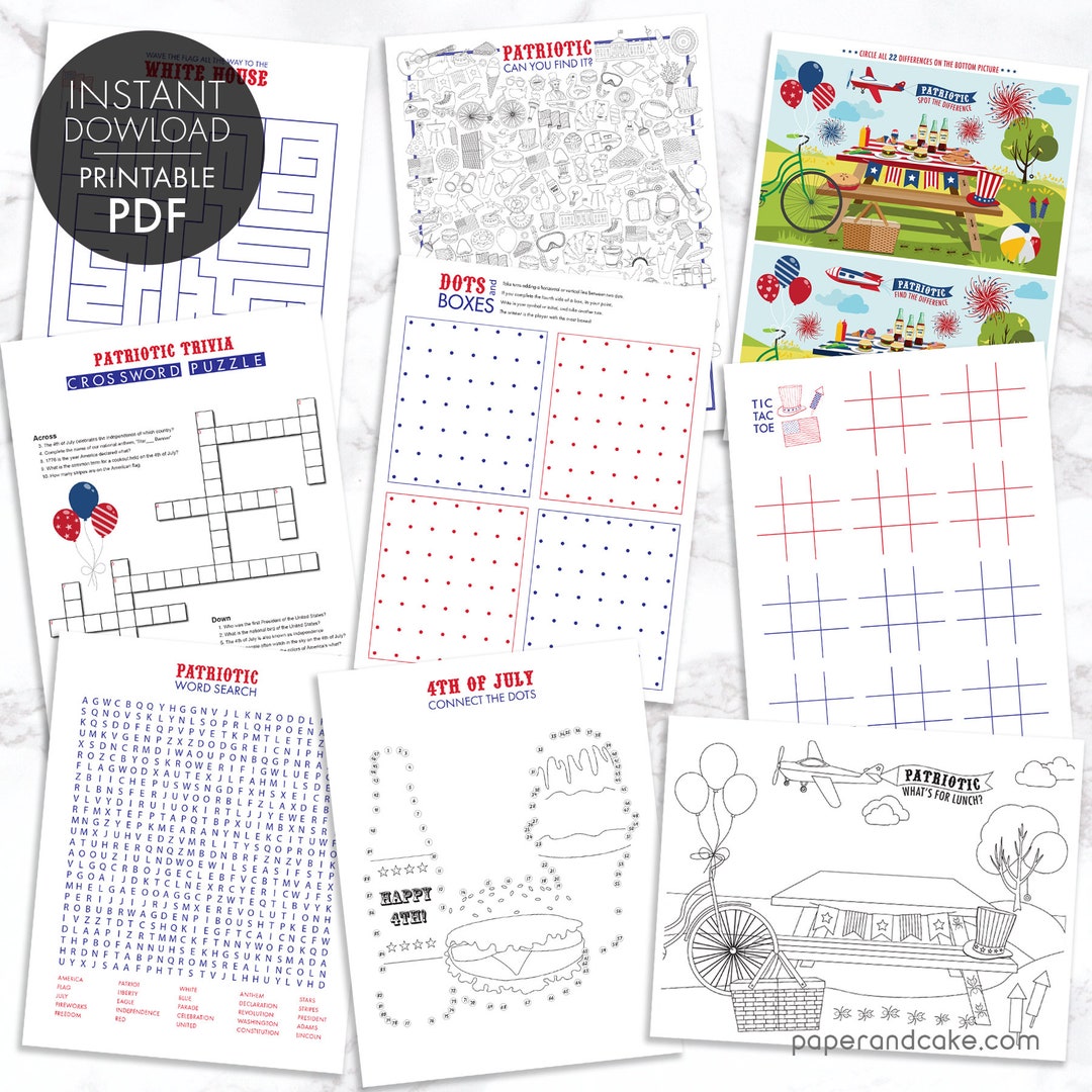 9 Patriotic Games PRINTABLE Activities Bundle >> Instant Download ...