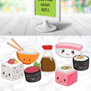 Sushi PRINTABLE Party Decorations, Cute Kawaii I Love Sushi Birthday ...
