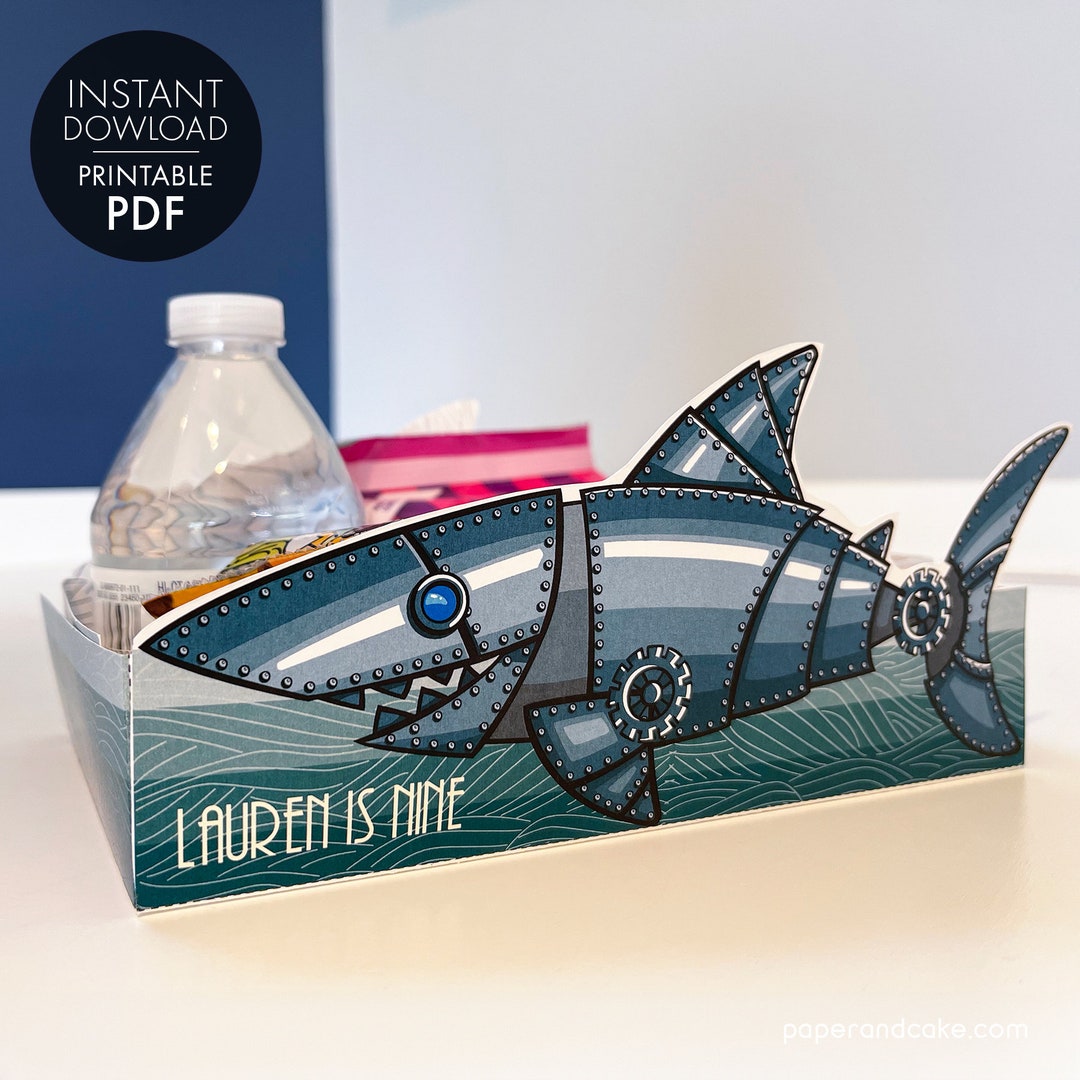 Steampunk Shark Printable LUNCH SNACK TRAY - Personalized - >> Instant ...