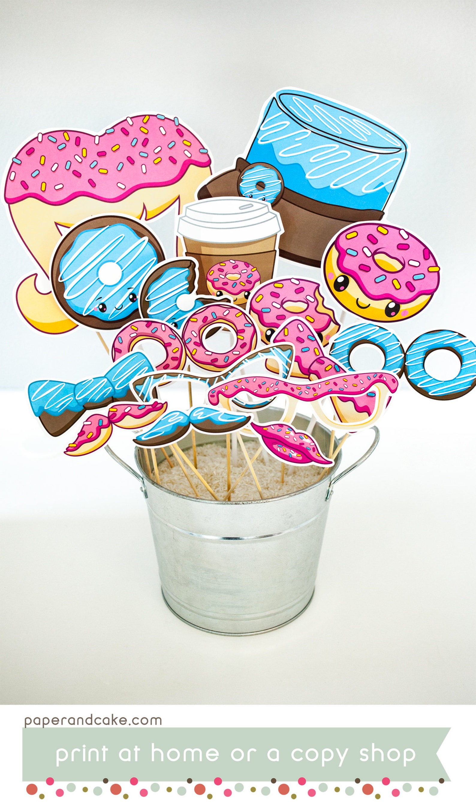 17 Kawaii Donut PRINTABLE Photo Booth Props, Cute Sweet Centerpieces ...