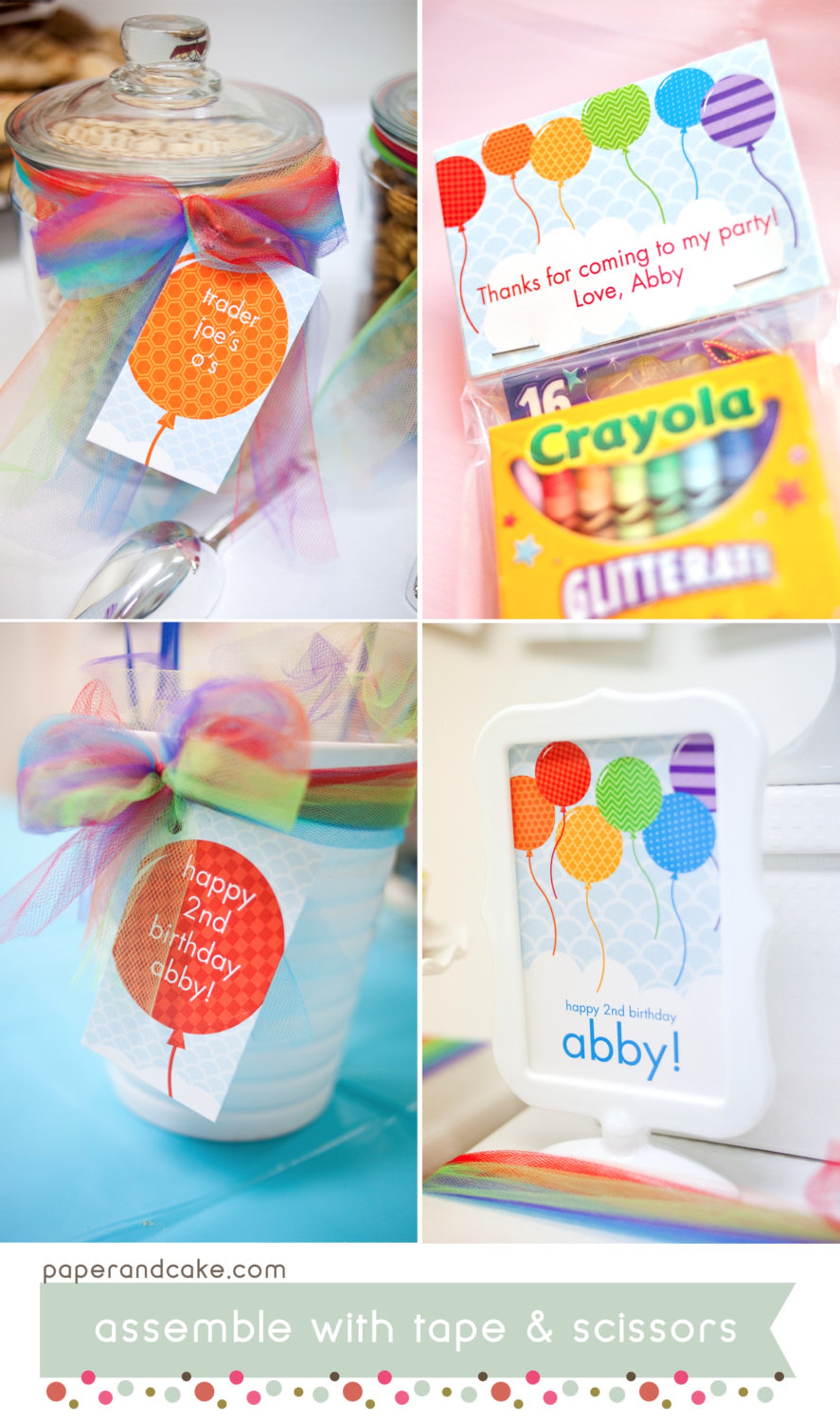 Balloon Rainbow Birthday PRINTABLE Party Decorations - Etsy