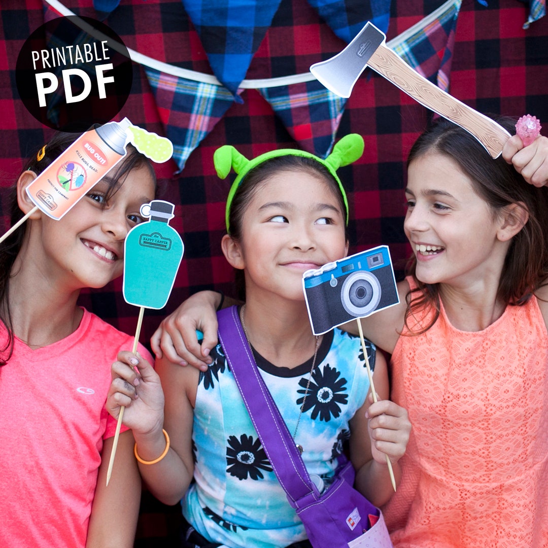 Camping PRINTABLE Photo Booth Props, Beards, Antlers, Fishing Pole ...