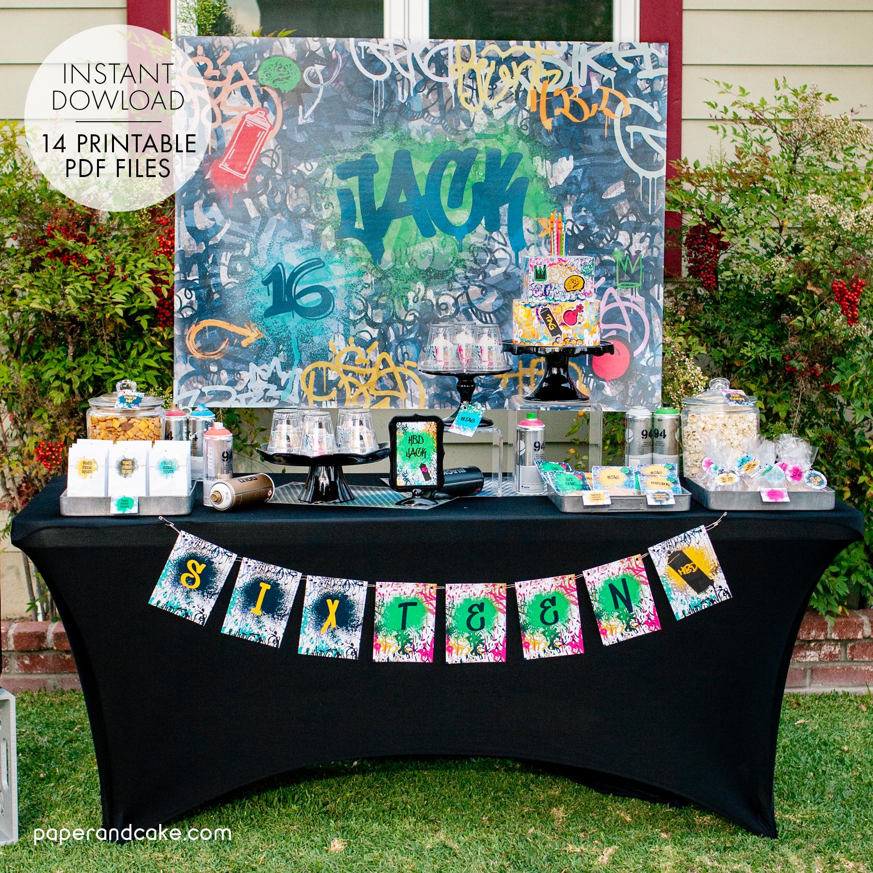 Graffiti PRINTABLE Party Decorations, Spray Paint Tagging Birthday ...